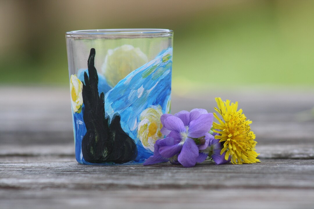 Handpainted Van Gogh Shot Glass, Starry Night Shot Glass - Etsy