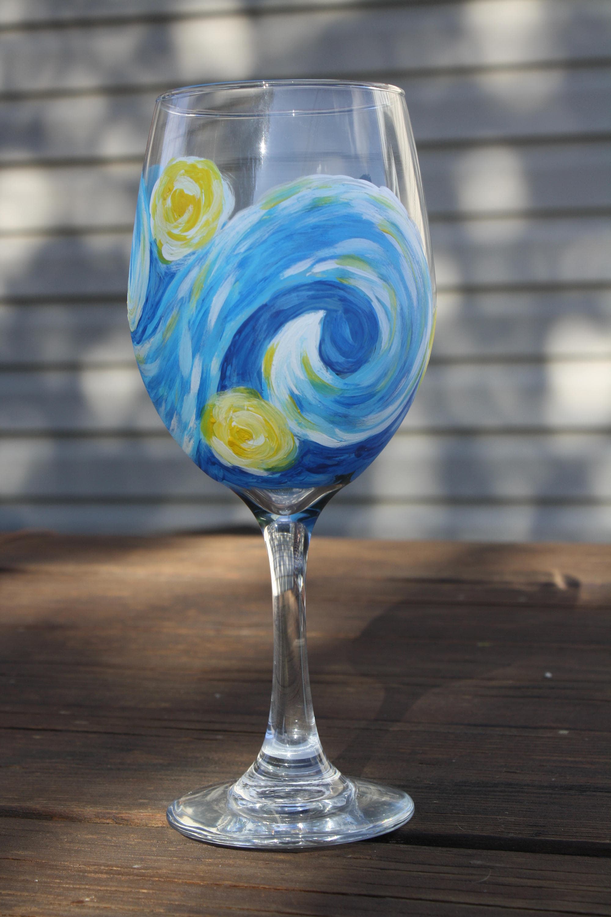 Vincent Van Gogh Wine Glass, Starry Night Wine Glass, Handpainted ...