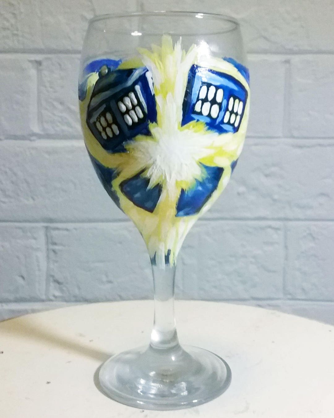 Dr Who Van Gogh Wine Glass Tardis Explosion , Hand-painted, Exploding ...