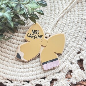 Personalized Pencil Bow Teacher Ornament or Magnet | Teacher ...