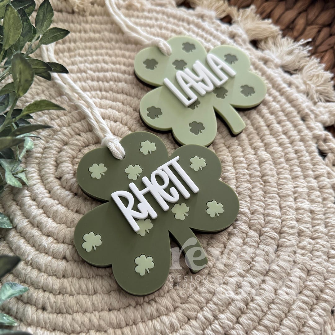Personalized St. Patrick's Day Shamrock Name Tag - Etsy