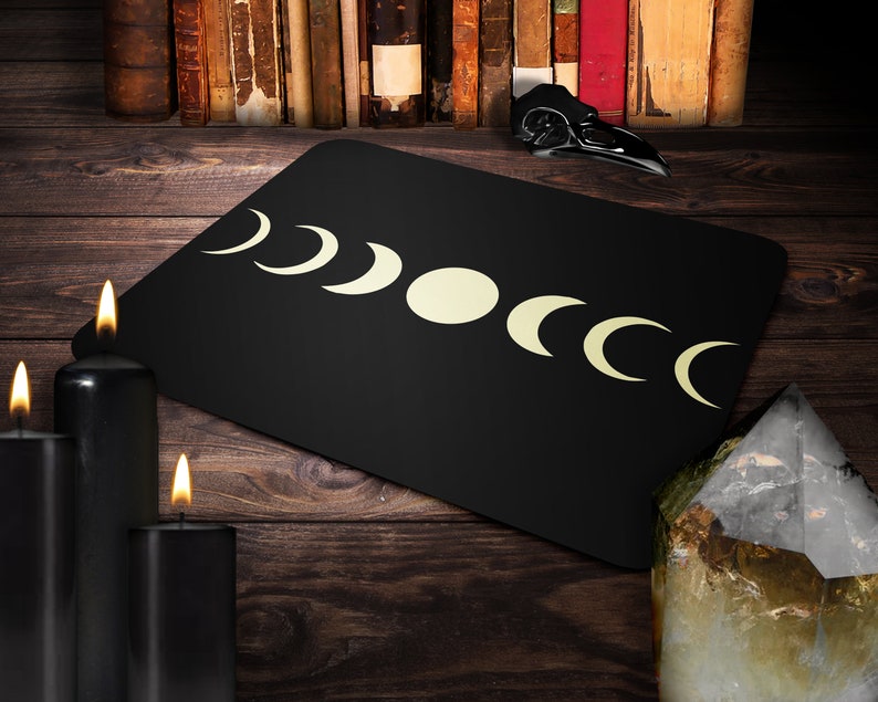 Padded Altar Cloth Moon Phase Crystal Grid, Mouse Pad Pagan Wiccan ...