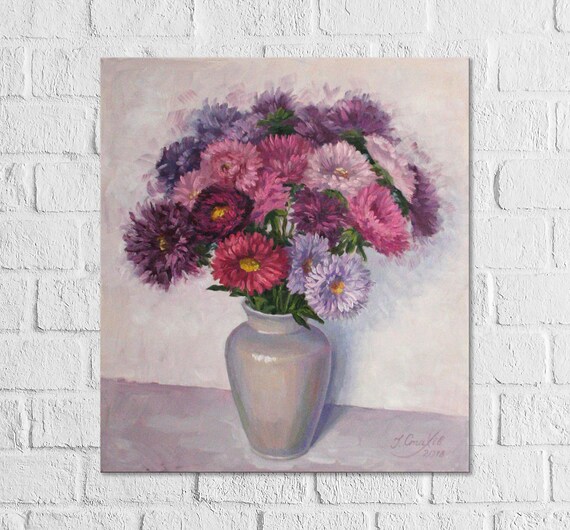 Digital Download File Aster Painting by Ukrainian Artist | Etsy