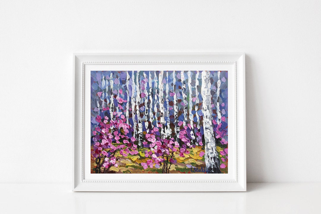 Birch Tree Forest Painting Ukrainian Spring Landscape Wall Art - Etsy