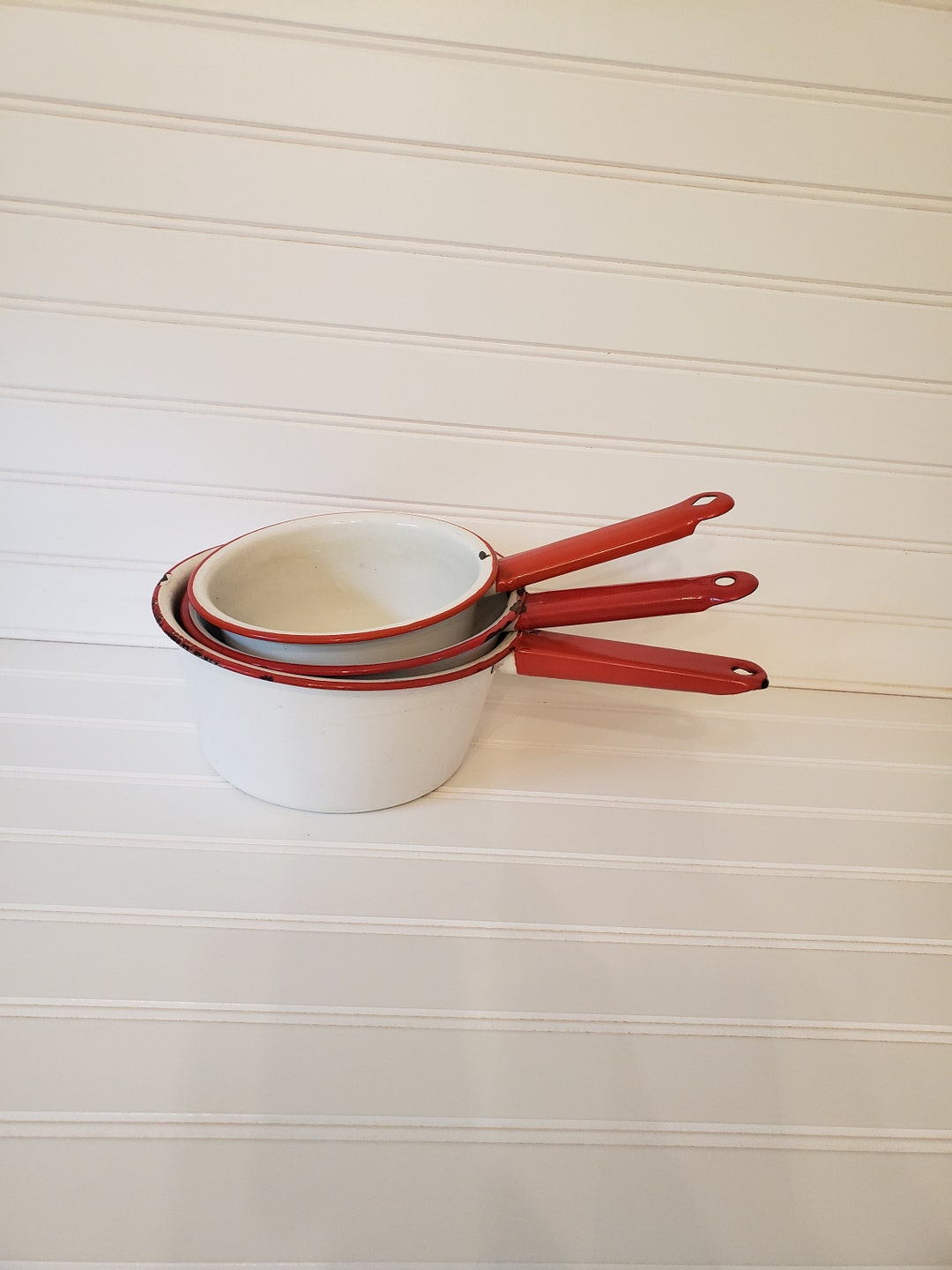 Set of Vintage Enamelware Pots - Etsy