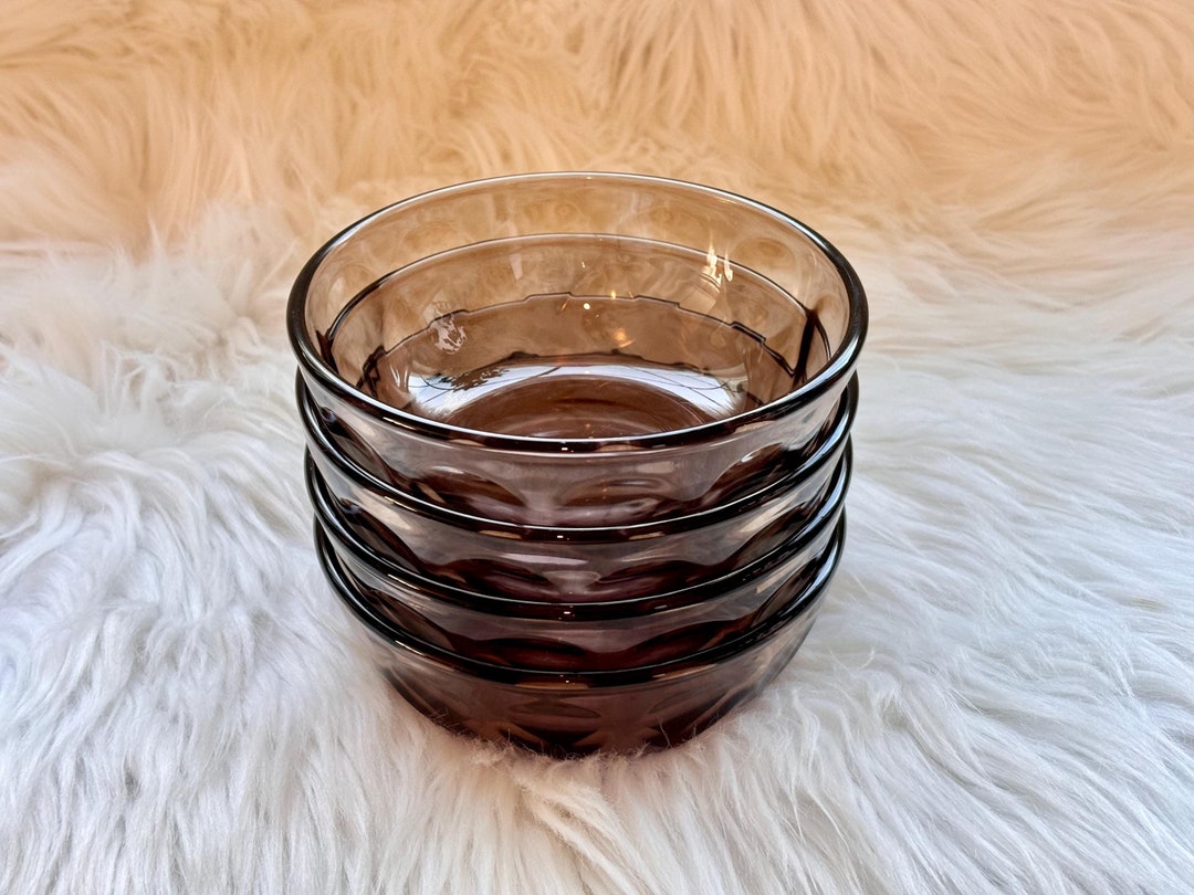 Vintage Set of 4 Pyrex Ovenware Smoky Brown Teardrop Fireside Pattern ...