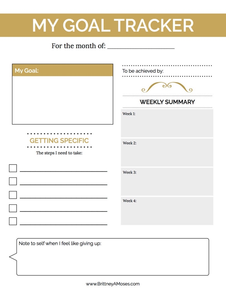 My Monthly Goal Tracker - Etsy