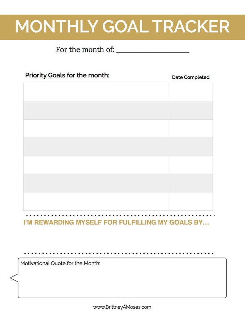 My Monthly Goal Tracker - Etsy