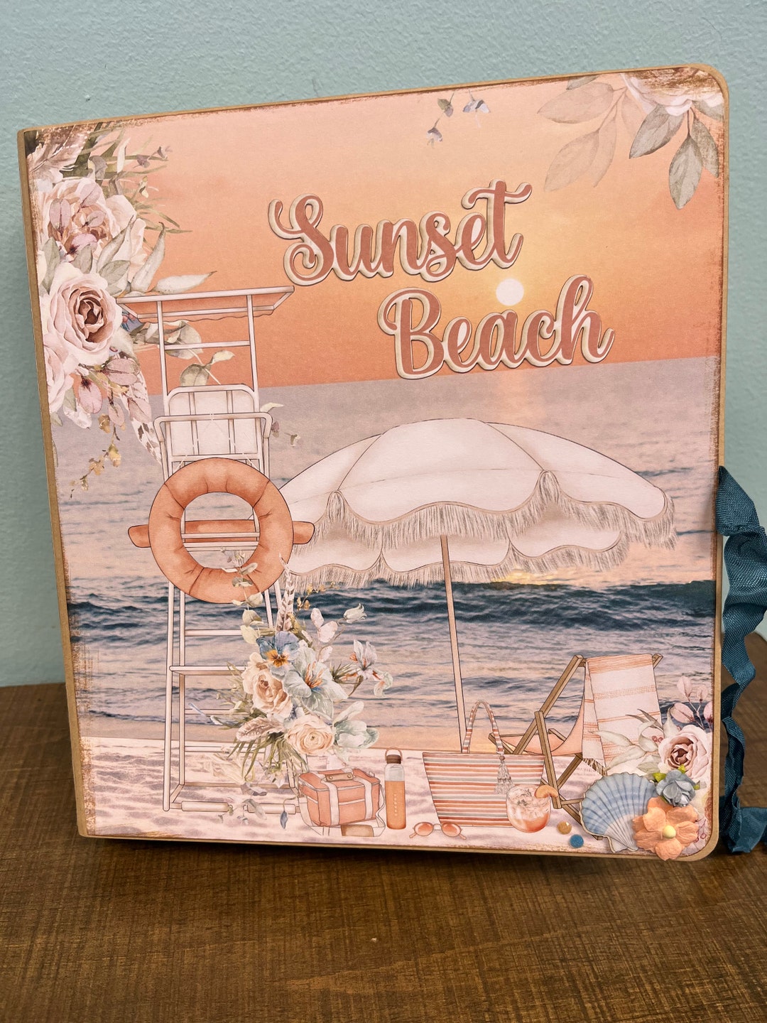 Sunset Beach Chipboard Mixed Media Scrapbook - Etsy