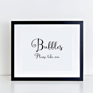 Bubbles Sign Table Card, Wedding Decoration, Wedding Sign, Wedding Send ...