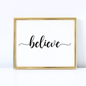 Believe Sign, INSTANT DOWNLOAD, Printable Wall Art, Inspirational Print ...