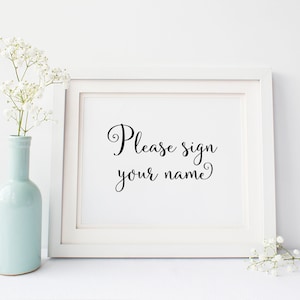 Please Sign Your Name Wedding Sign, Wedding Decoration, Guest Book Sign ...
