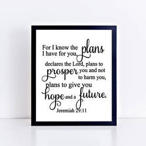 Jeremiah 29:11 Bible Verse, Christian Wall Art, INSTANT DOWNLOAD ...