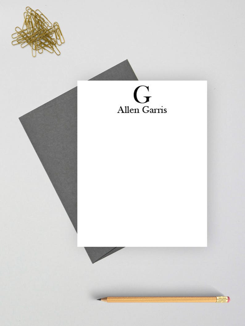 Monogram Personalized Note Card Set, Personalized Stationery for Men ...