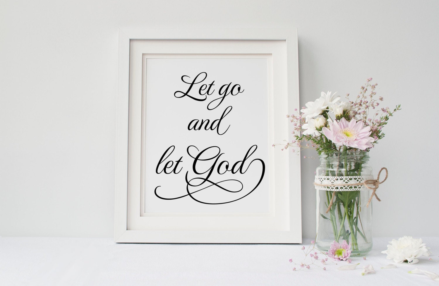 Let Go and Let God, Religious Wall Art, Inspirational Art, Home Decor ...