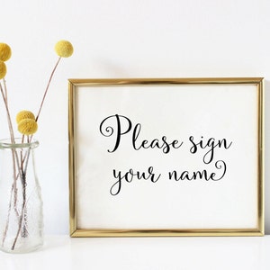 Please Sign Your Name Print Guest Book Sign Wedding - Etsy