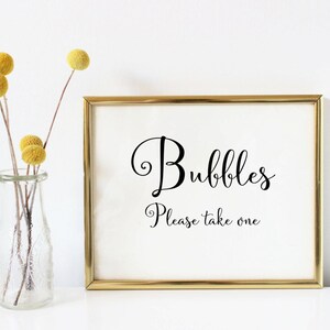 Bubbles Sign Table Card, Wedding Decoration, Wedding Sign, Wedding Send ...