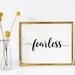Fearless Digital Print INSTANT DOWNLOAD Inspirational Wall - Etsy