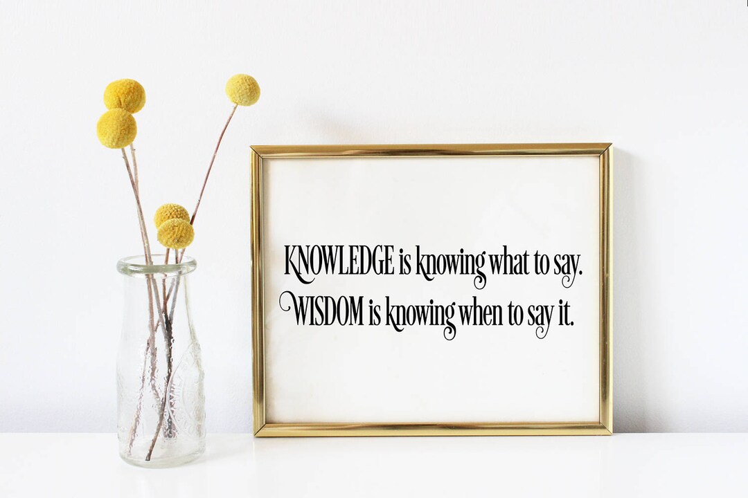 Knowledge Print, Wisdom Print, Inspirational Wall Art, Home Decor Print ...