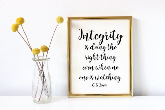 Integrity Print Inspirational Wall Art Home Decor Print - Etsy