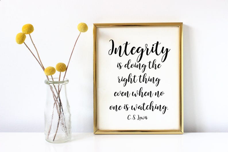 Integrity Print, Inspirational Wall Art, Home Decor Print ...
