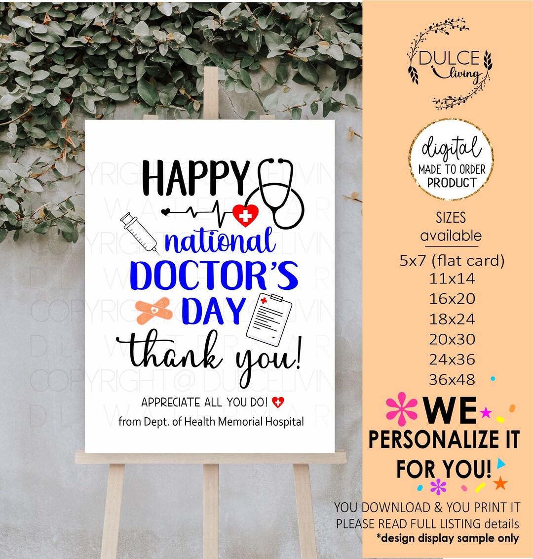 Doctors Day Printable Welcome Party Sign,medical Personalized Thank You ...