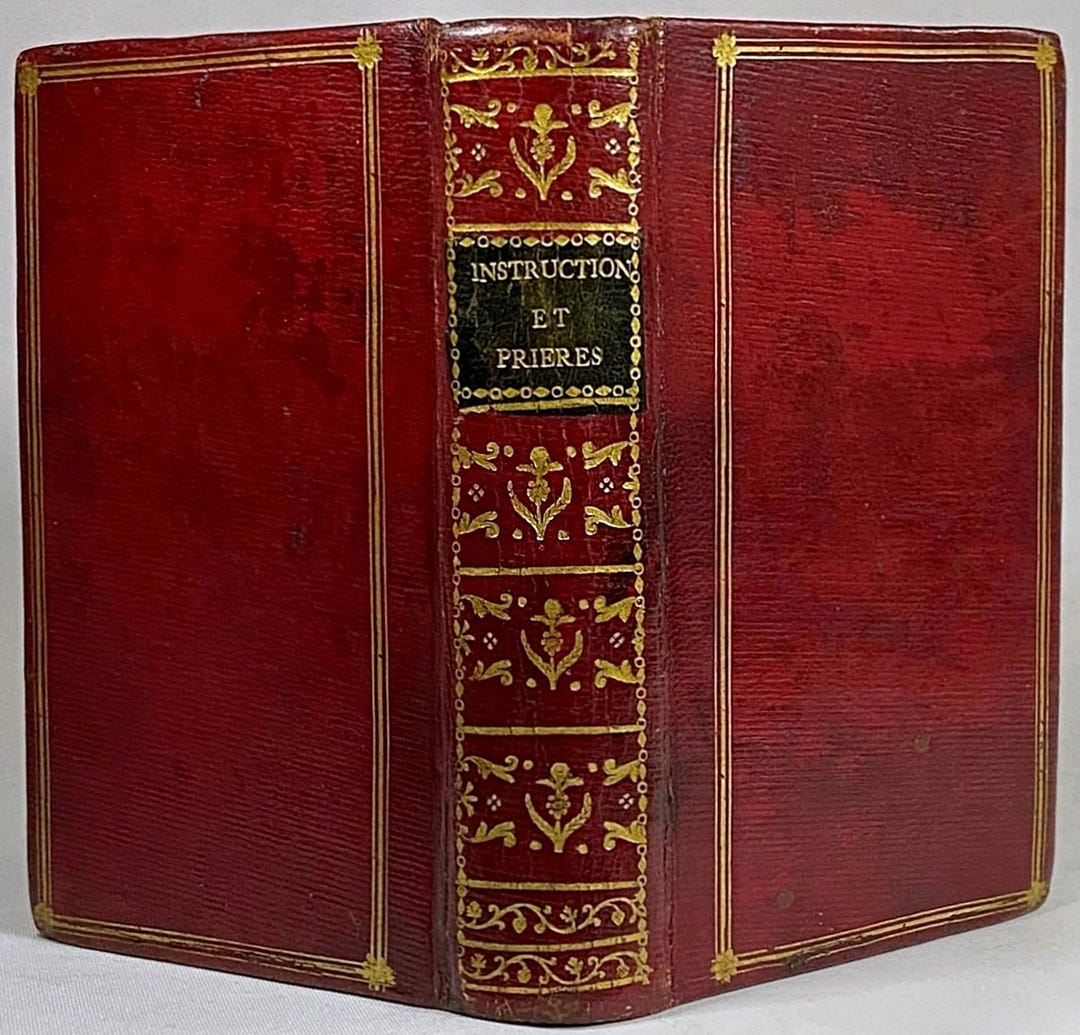 Antique French Prayer Book: 1786 Fine 18th Century Gilt Stamped Red ...