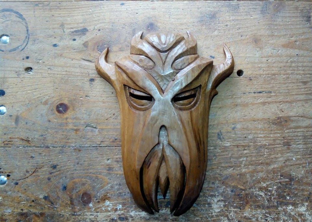 Skyrim Miraak Mask Handcarved Out of Wood - Etsy