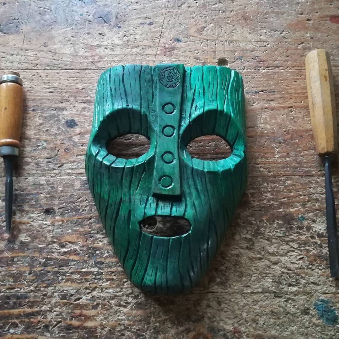 Loki Mask, Green Loki Mask Cosplay, Handcarved Norse God Loki Mask ...