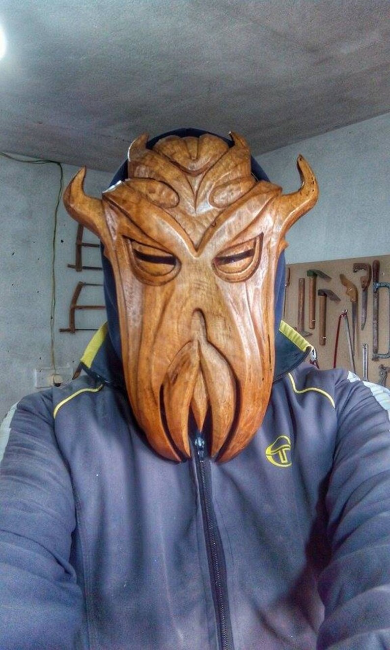 Miraak's Mask Handcarved Out of Wood - Etsy