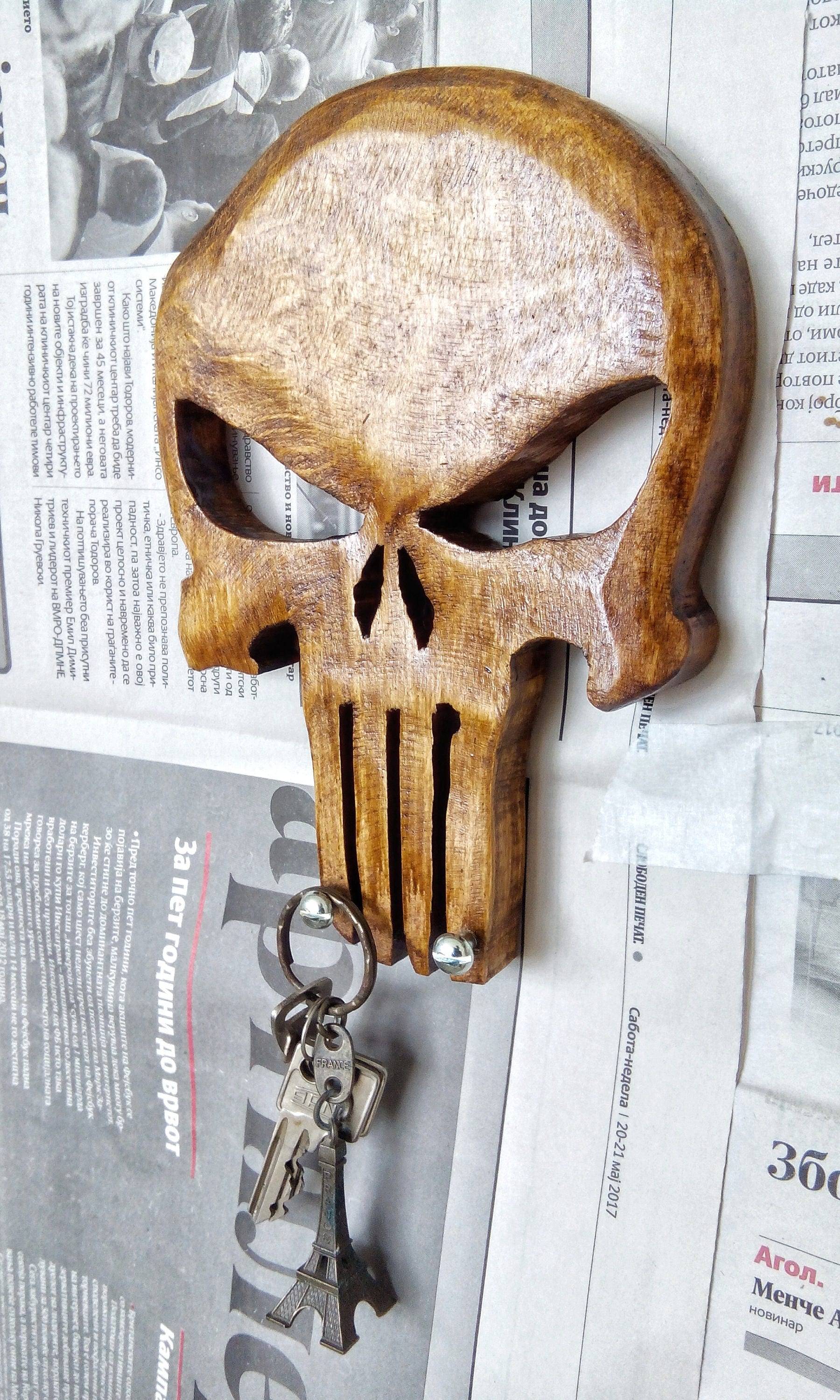 Punisher Skull Key Hanger Wood Punisher Wall Decor Wooden | Etsy