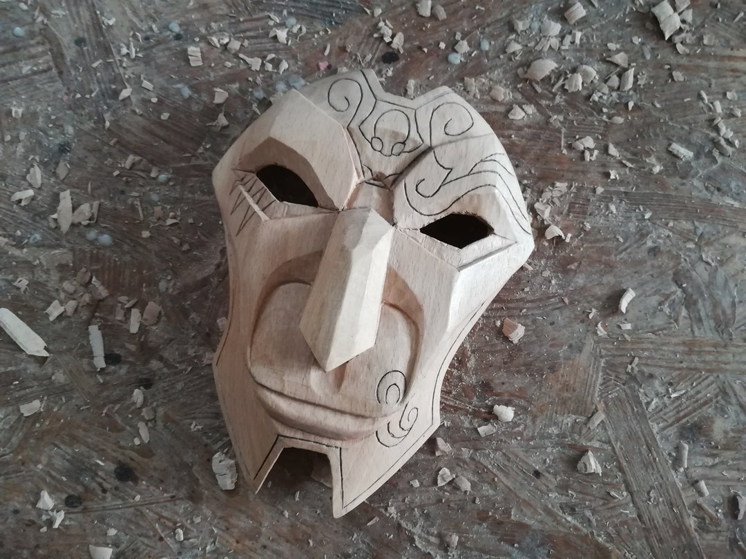 Jhin Mask Hand Carved League of Legends Jhin the Virtuoso Inspired - Etsy