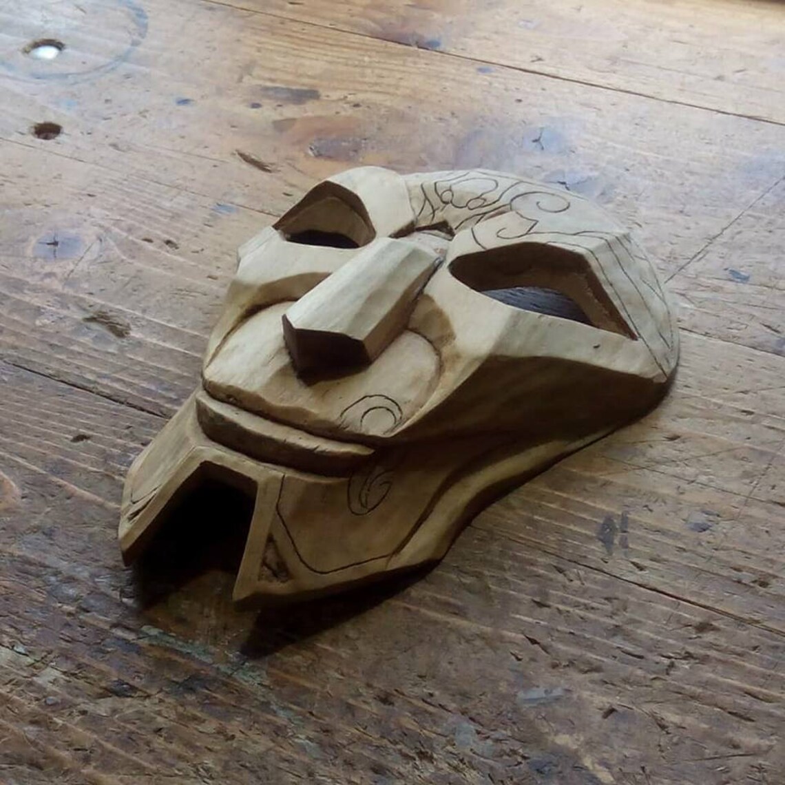Jhin Mask Hand Carved League Of Legends Jhin The Virtuoso | Etsy