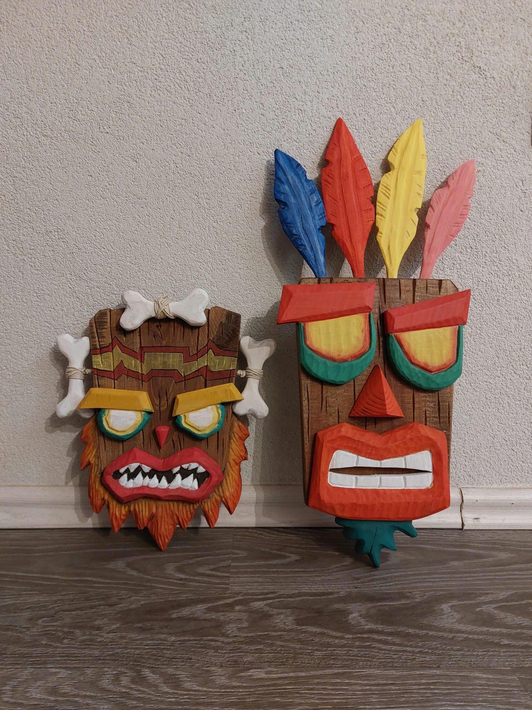 Aku Aku & Uka Uka Masks, Crash Bandicoot Tiki Masks, Handcrafted From ...