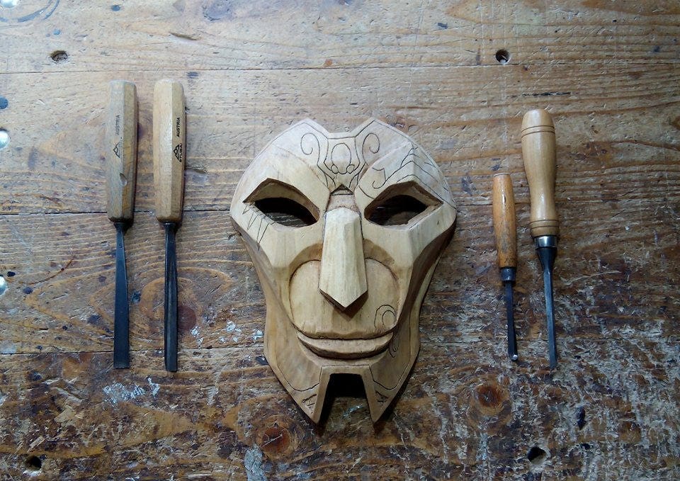 Jhin Mask Hand Carved League of Legends Jhin the Virtuoso - Etsy Canada