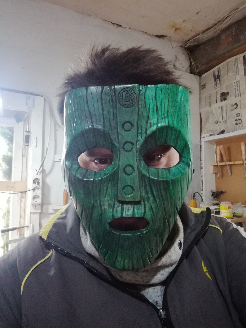Loki Mask Green Loki Mask Cosplay Handcarved Out of Wood | Etsy