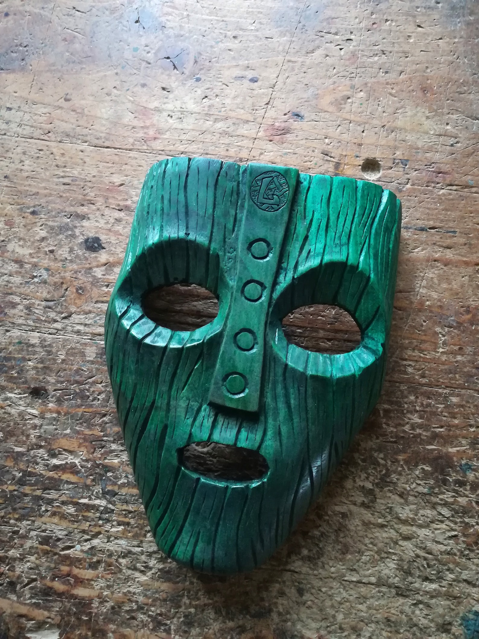 Loki Mask Green Loki Mask Cosplay Handcarved Out of Wood | Etsy