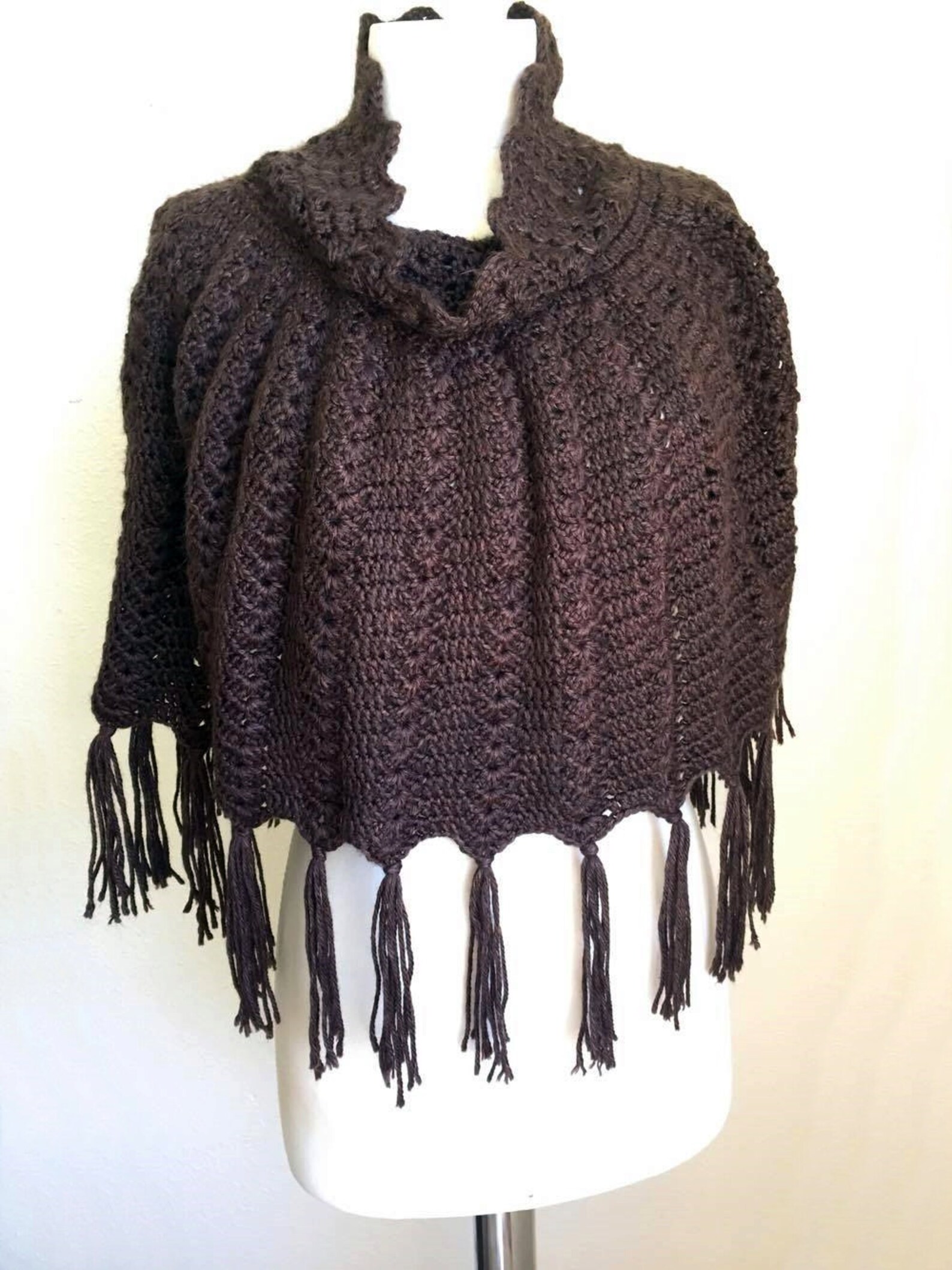 Fringe Shell Crochet Poncho Pattern - Etsy