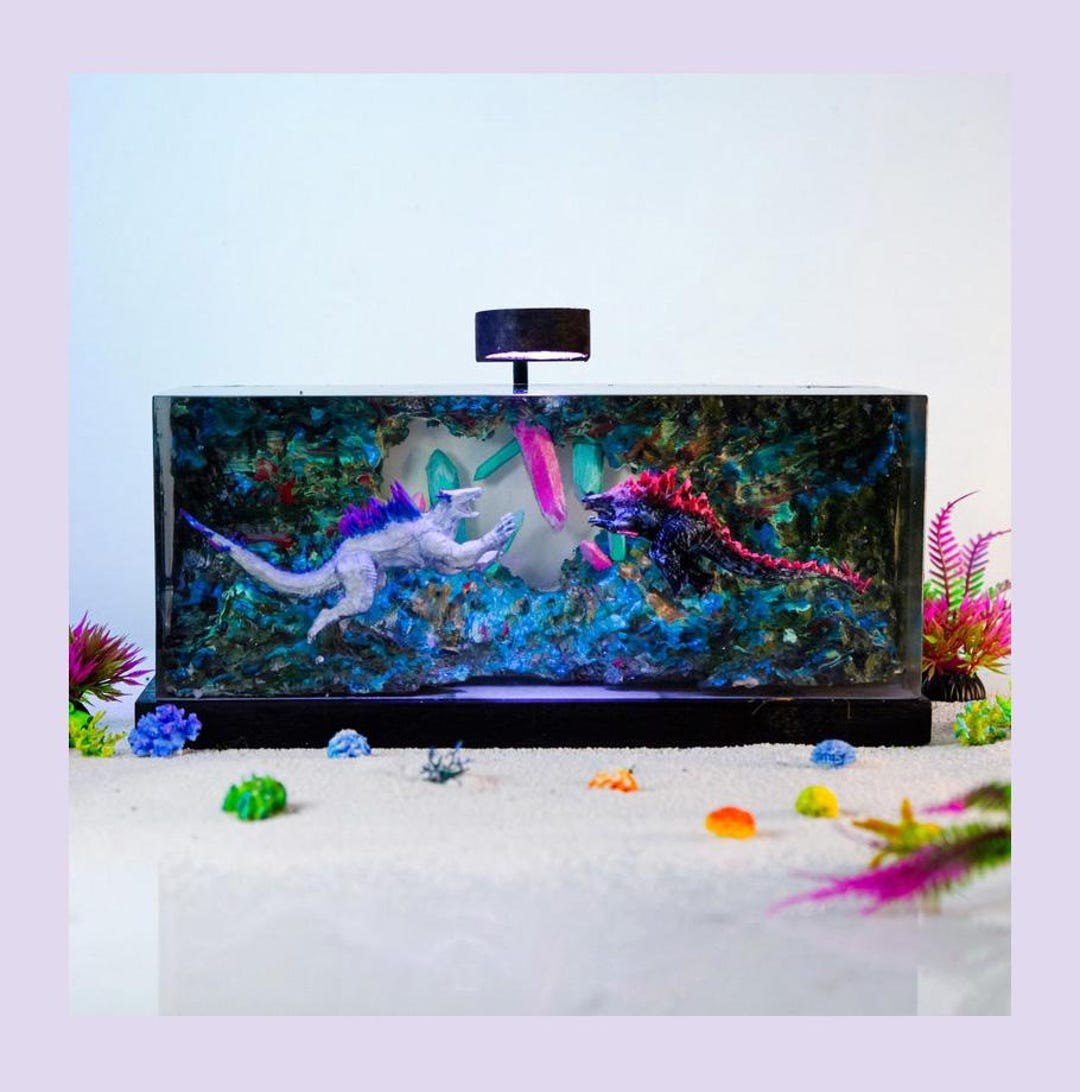 Monster Resin Lamp, Godzilla Handmade Decor Epoxy Lamp, Unique Handmade ...