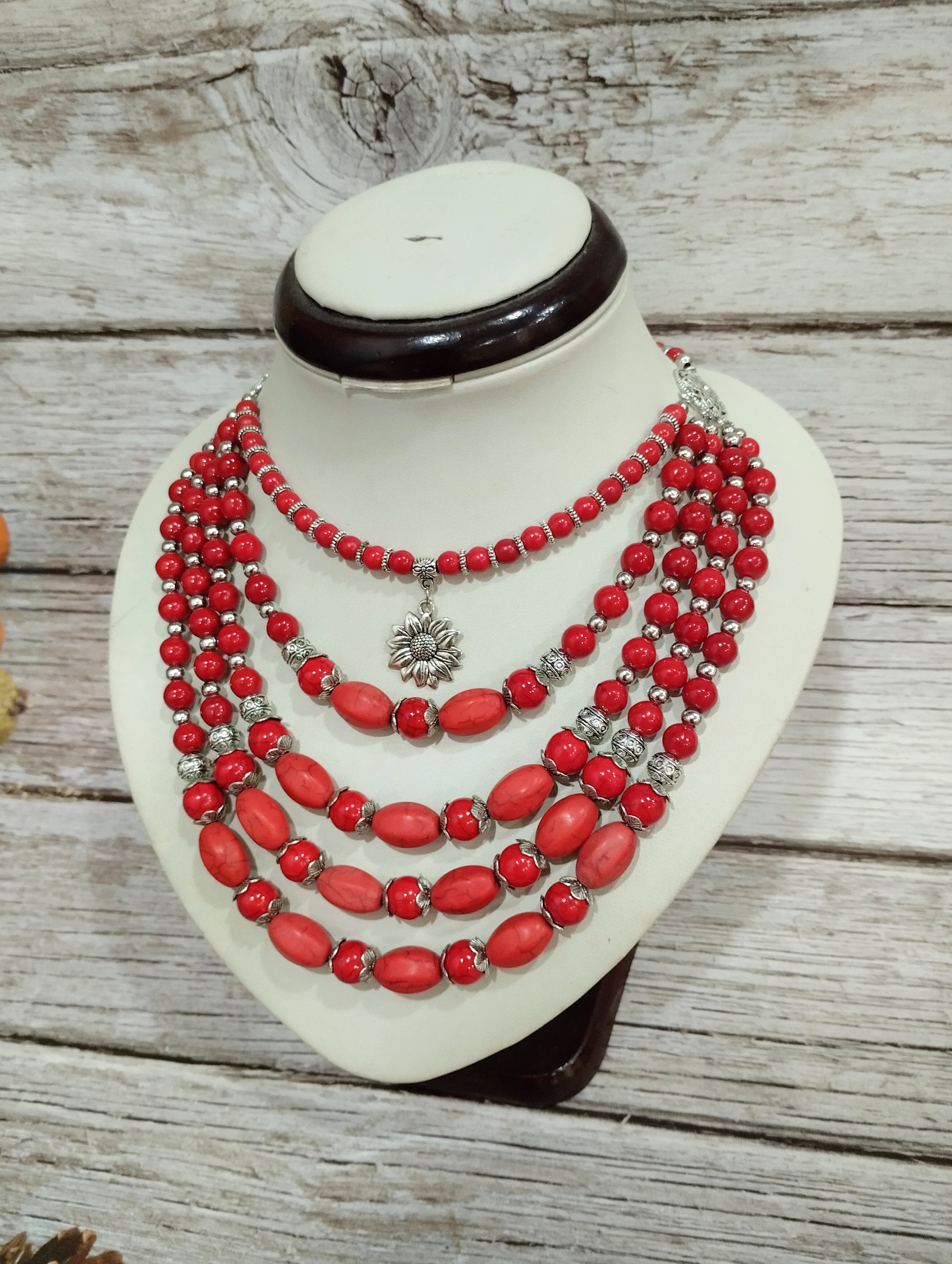 Ukrainian Red Gemstone Necklace Ukrainian Traditional Jewelry - Etsy