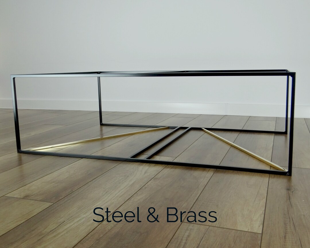 Metal Coffee Table Base 100x60cm. INKA Brass and Steel. Large Modern ...
