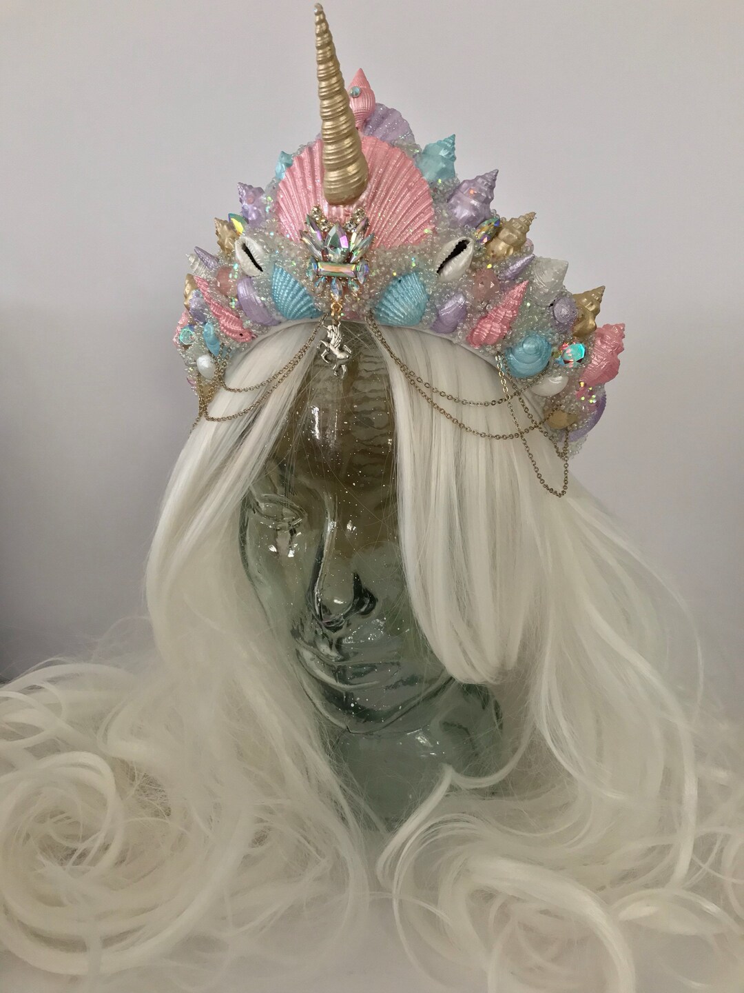 Unicorn Mermaid Mermicorn Shell Headpiece Crown Headband Pastel Kawaii ...