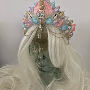 Unicorn Mermaid Mermicorn Shell Headpiece Crown Headband Pastel Kawaii ...