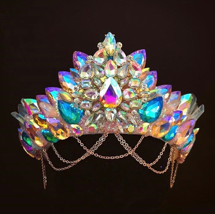 Customised Iridescent Gem Crown Mermaid Crown Crystal Crown Headpiece ...