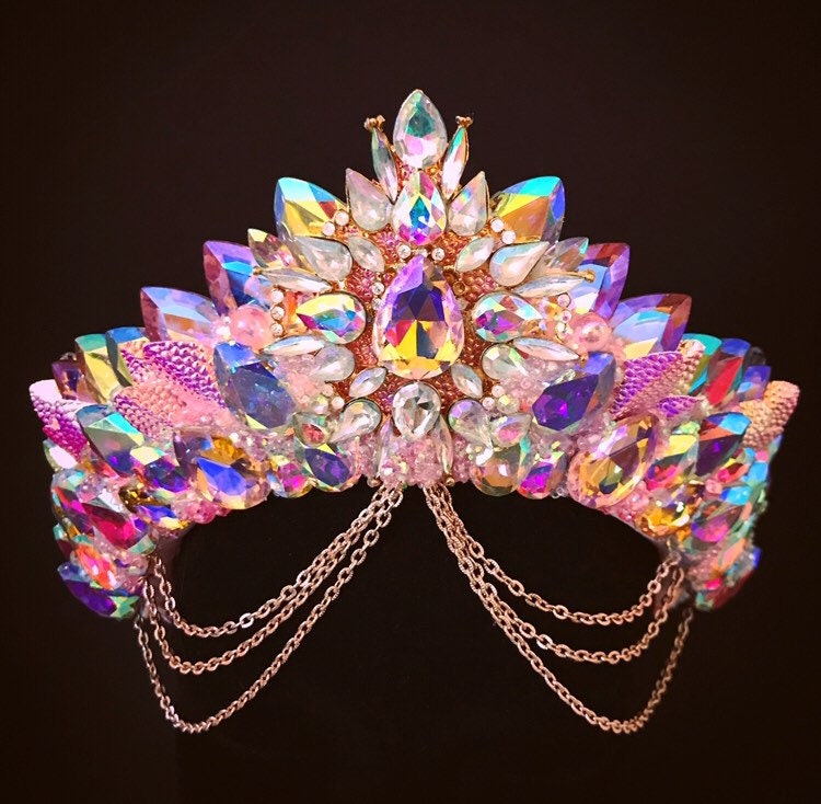 Customised Iridescent Gem Crown Mermaid Crown Crystal Crown Headpiece ...