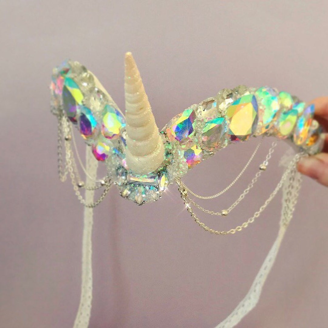 Unicorn Crown Elven Mermaid Crown Iridescent Gem Crystal Crown Festival ...