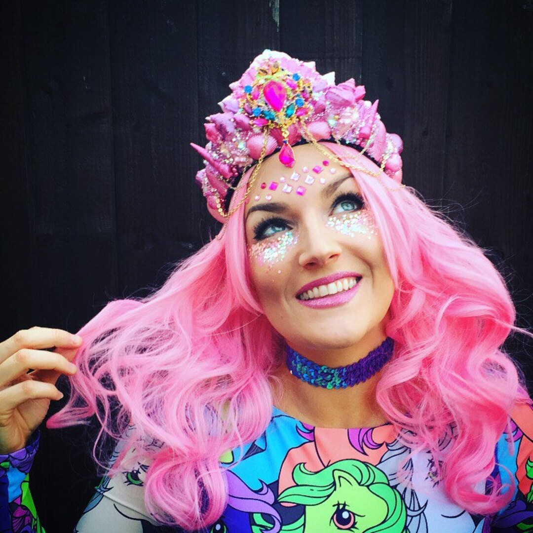 Pink Mermaid Shell Crown Handmade Headpiece Festival - Etsy