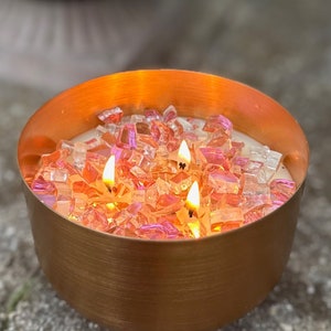 Citronella Fire Pit Candle With Fireglass 3 Wick, 17 Oz No Label Candle ...