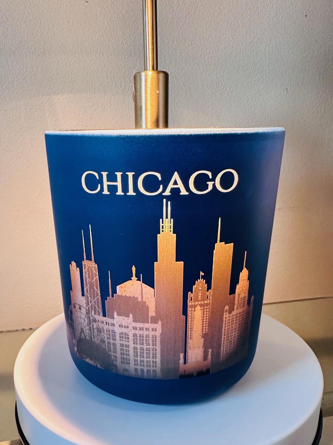 Chicago Skyline Candle - Engraved Glow-through Design | Large 14 Oz ...