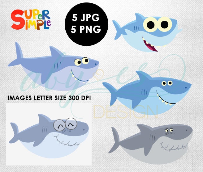 Baby shark clipart baby shark clip art Family shark simple | Etsy